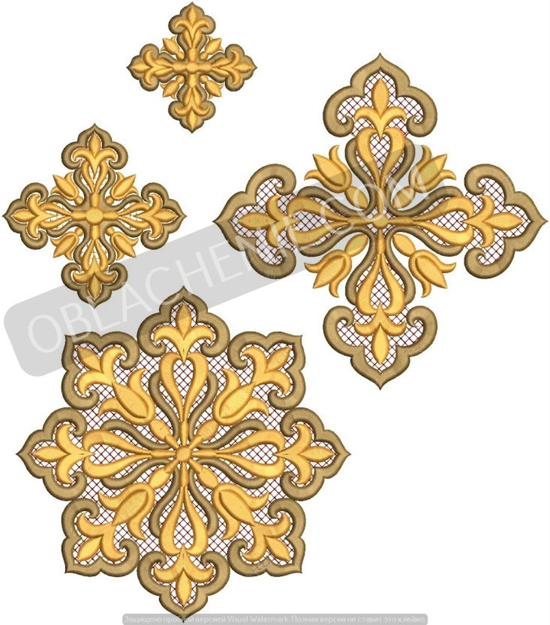Liturgical Cross Applique. Machine Embroidery. Vestment Crosses. Priest ...