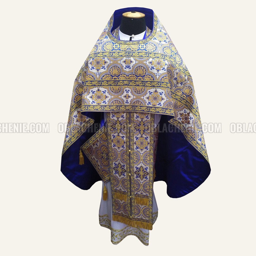 Blue Orthodox Liturgical Vestments. Clergy Vestments. Blue Metallic ...