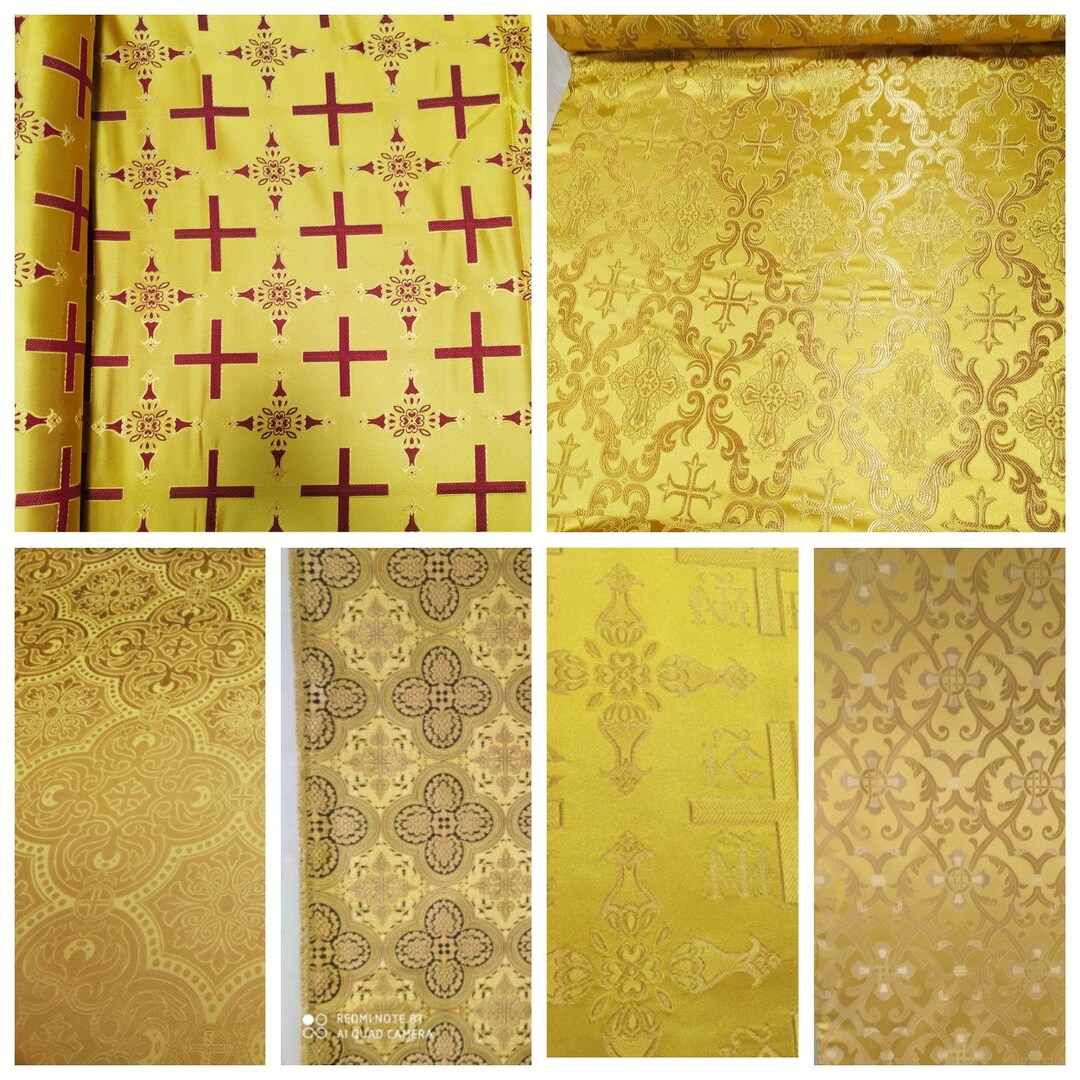 Gold Liturgical Nonmetallic Brocade. Chutch Fabric. Sold by Meter, Many ...