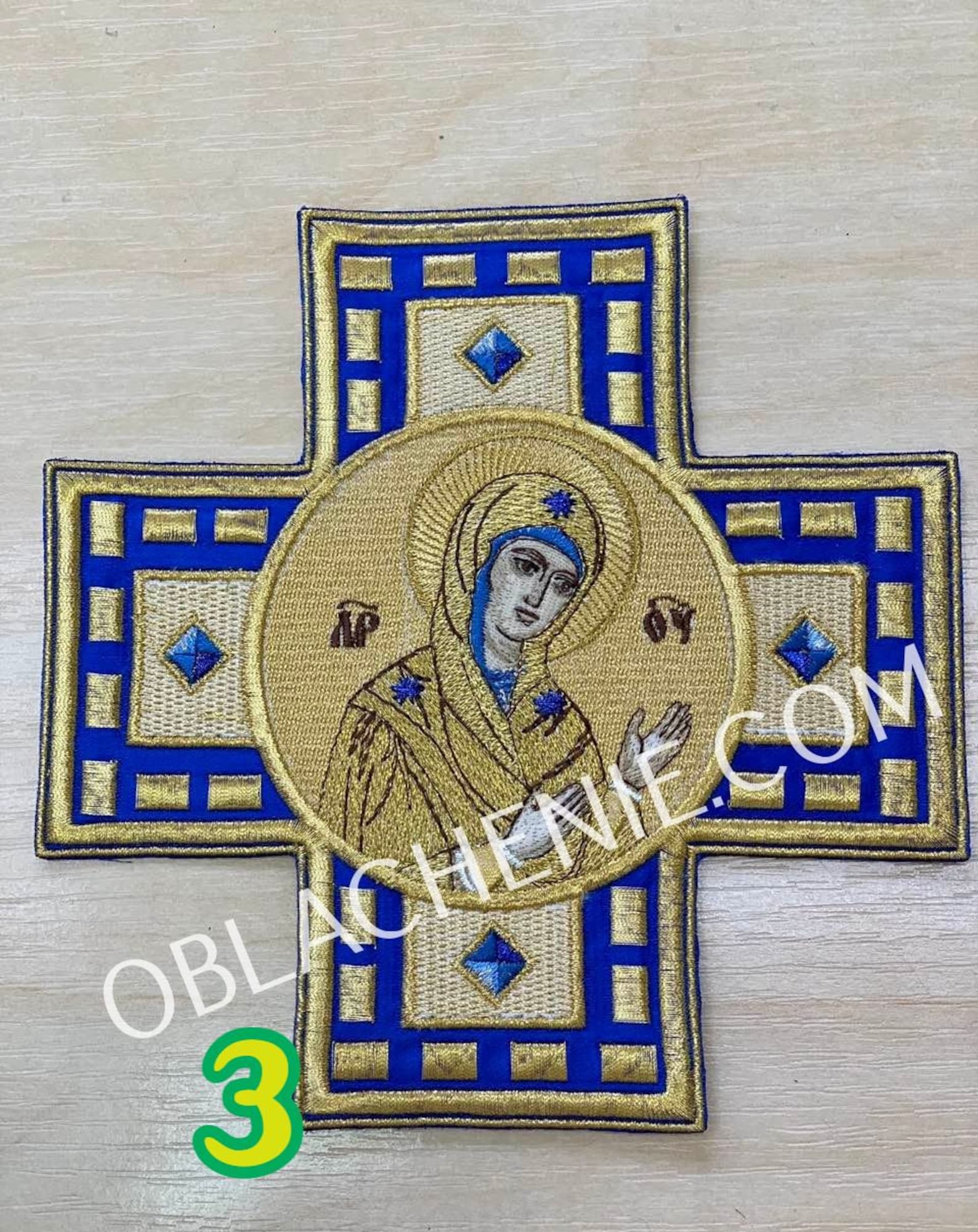 Embroidered liturgical cross with icon. Different options for | Etsy