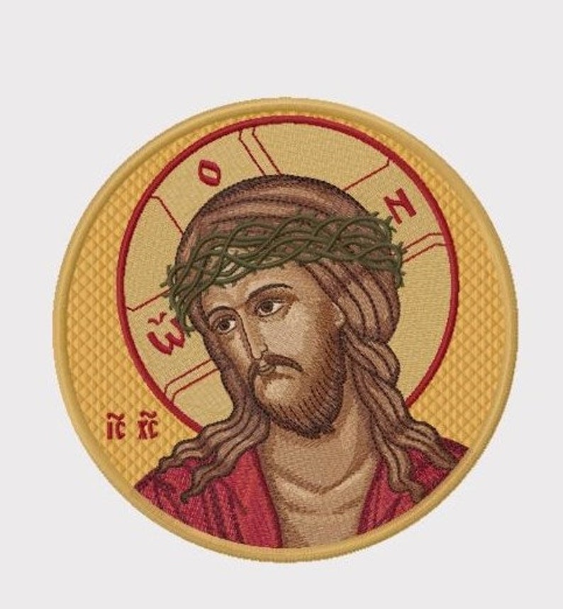 Embroidered Liturgical Icon of the Savior in a Wreath of - Etsy