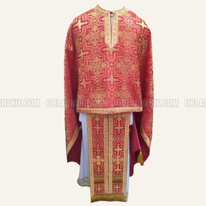 Red Orthodox Priest Vestment. Nonmetallic Brocade. Priest Clergy ...