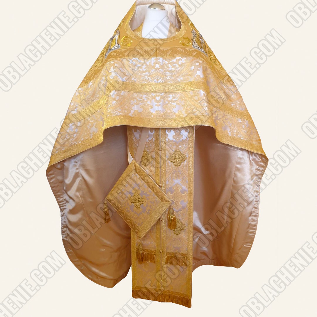 Gold Orthodox Priest Vestments. Liturgical Vestments. Embroidered ...