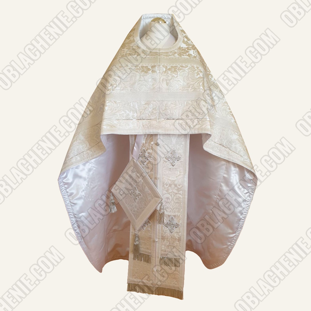 White Orthodox Priest Vestments. Liturgical Vestments. Metallic Brocade ...