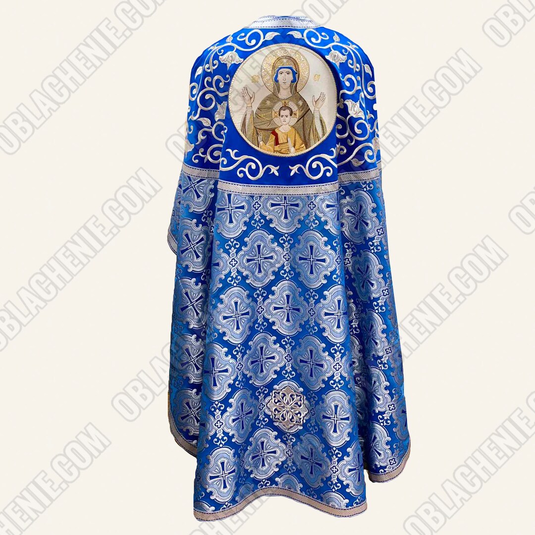 Blue Greek Style Orthodox Priest Vestments. Metallic Brocade ...