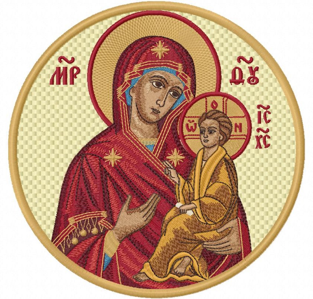 Embroidered Liturgical Icon of the Virgin of Tikhvin 20 Cm (7.9') Size ...