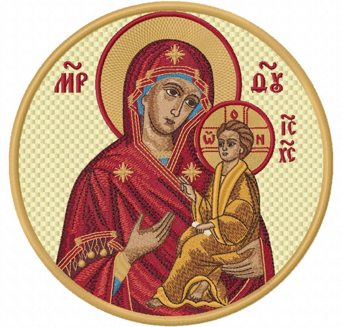 Embroidered Liturgical Icon of the Virgin of Tikhvin 20 Cm (7.9') Size ...