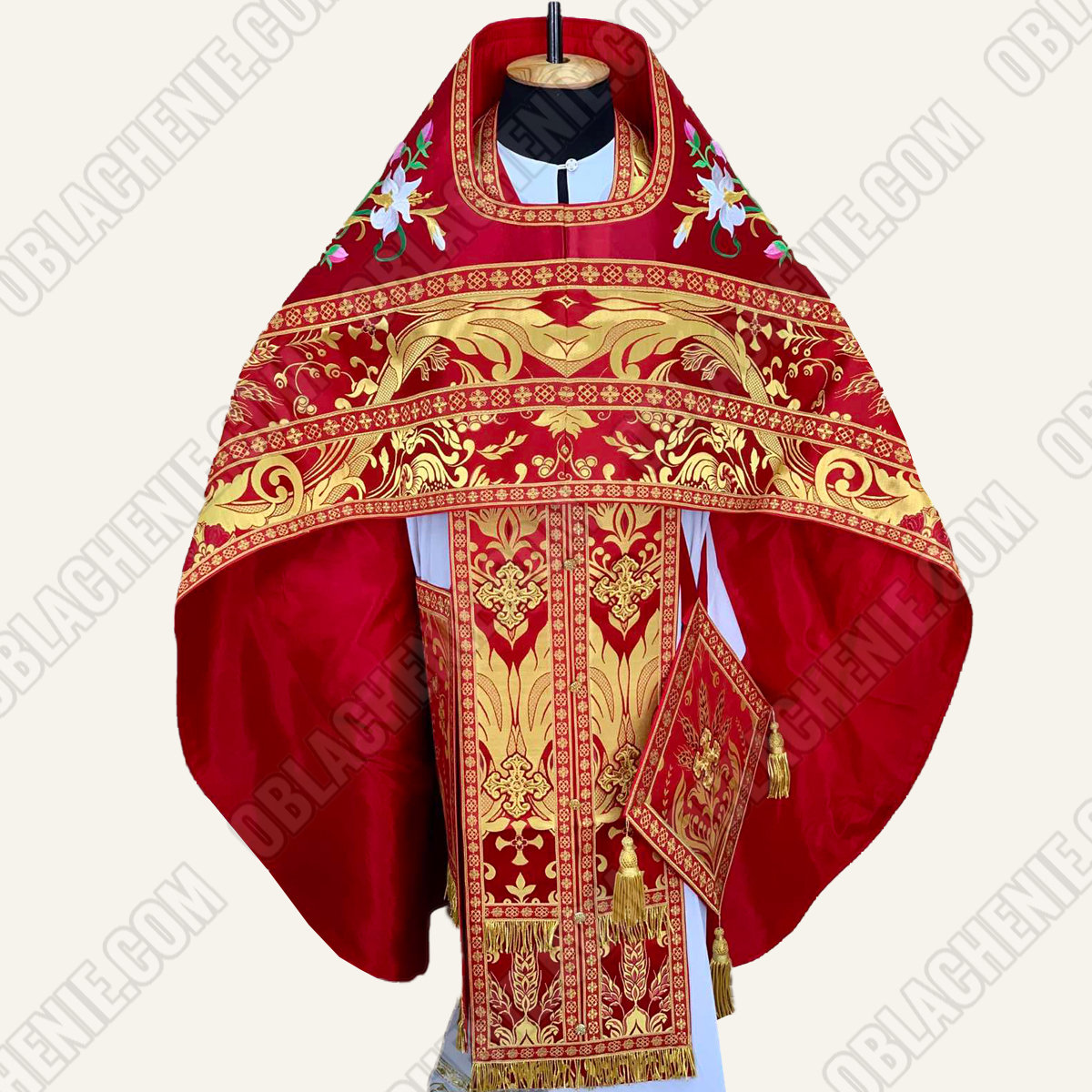 Exclusive Red Orthodox Priest Vestments. Greek Brocade Liturgical ...