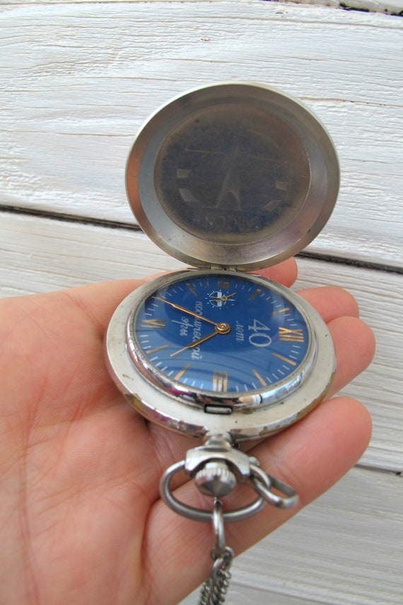 Molnija Pocket watch - 40 years of space age. Blue di… - Gem