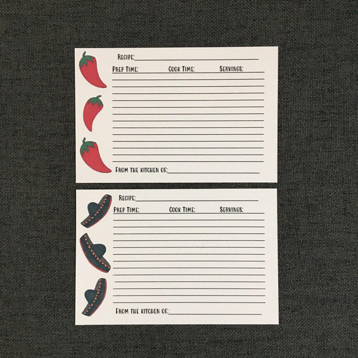 8 Pk. Mexican Recipe Cards | Etsy