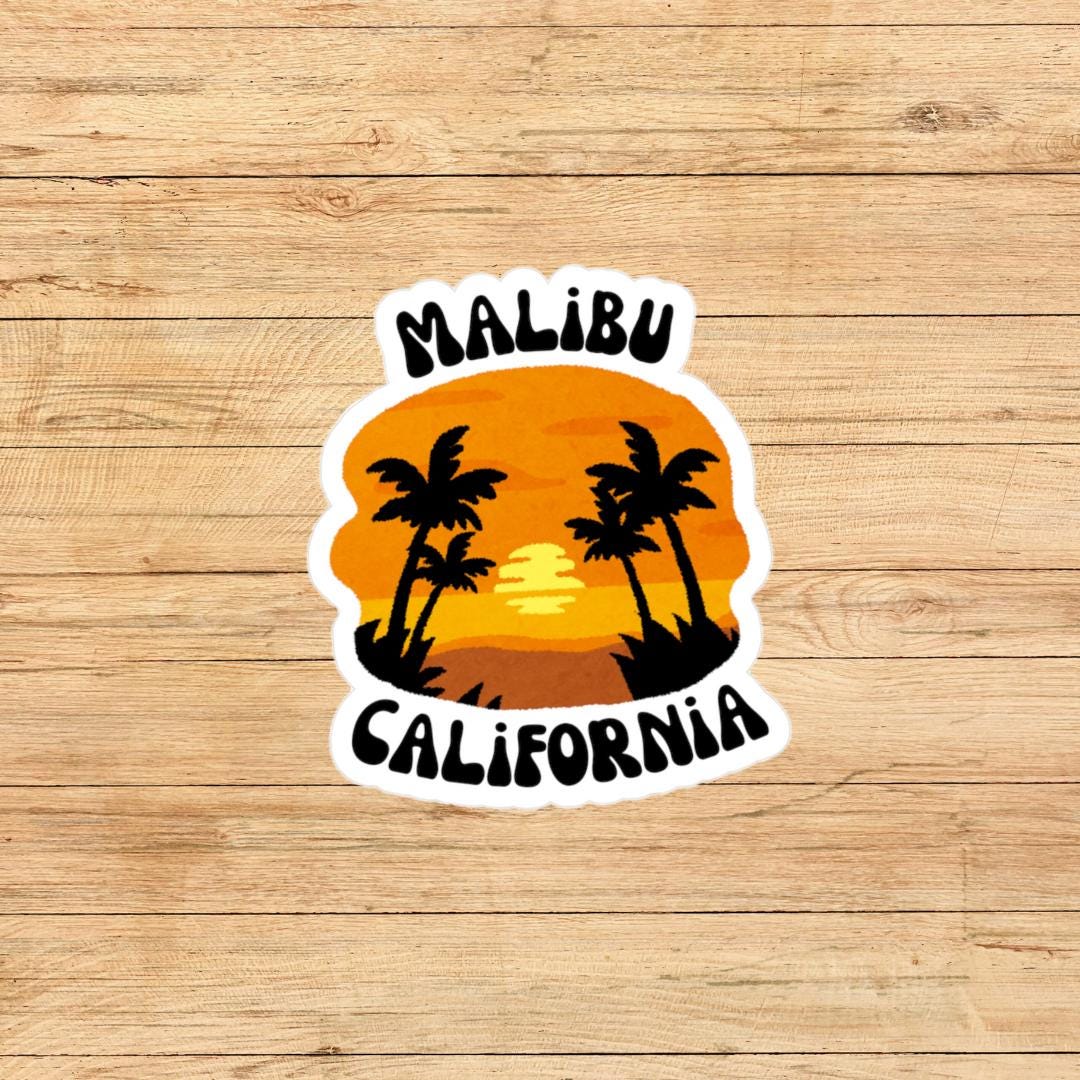 Malibu Sticker California Sunset Sticker Orange Sunset Sticker Palm ...