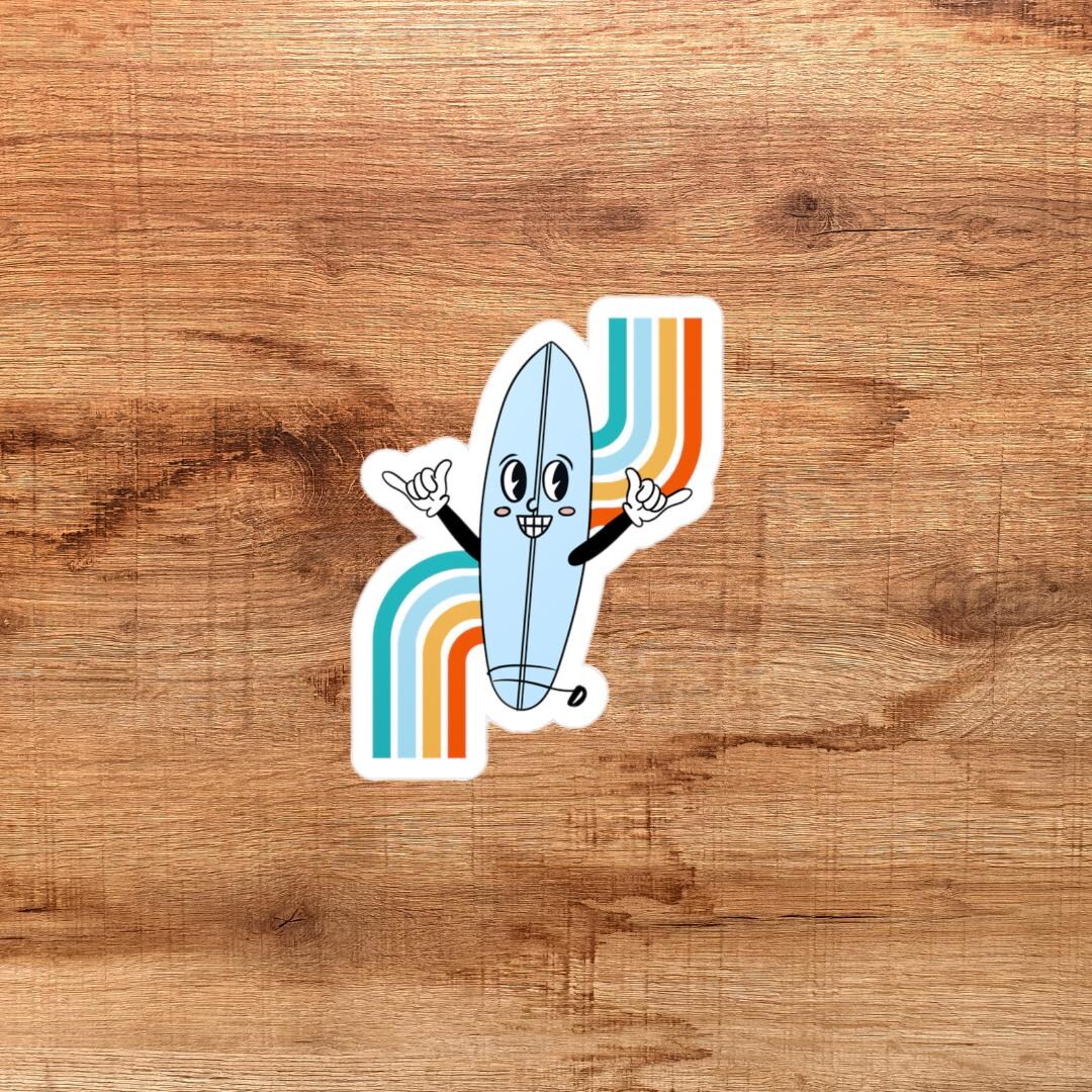 Surf Sticker Surf Board Sticker Retro Sticker 70s Stipe Sticker Fun ...
