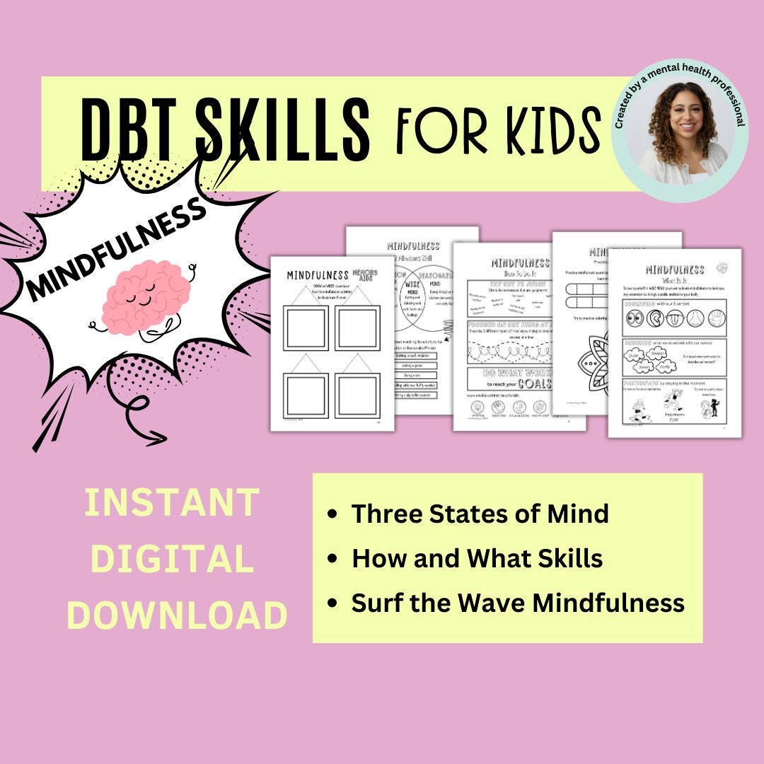 DBT Mindfulness Kids Therapy Worksheet , Mental Health Counselling for ...