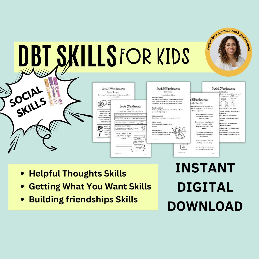 DBT Social Skills Kids Therapy Worksheet Mental Health Counselling for ...