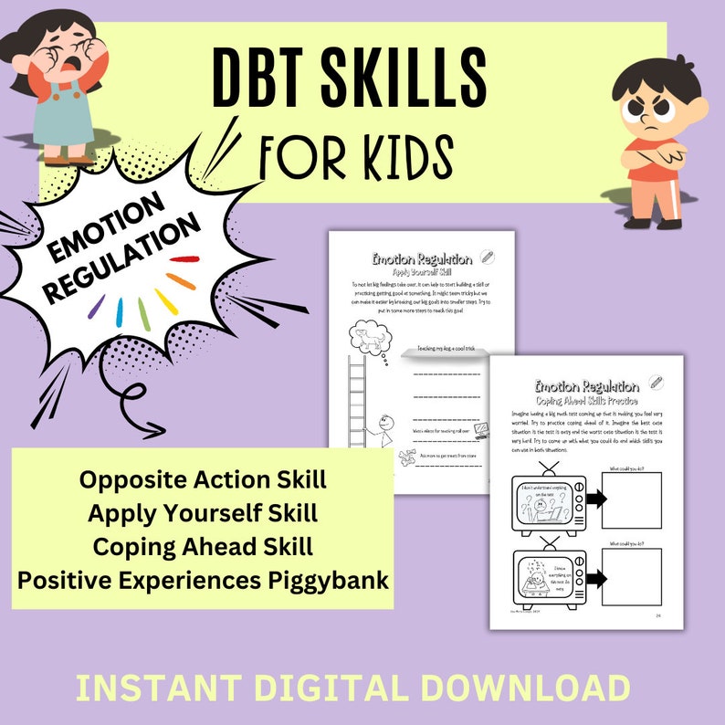 DBT BUNDLE Kids Therapy Worksheets, Mental Health Counselling for ...