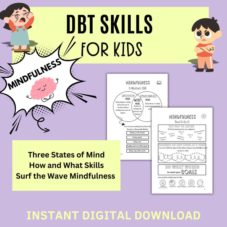 DBT BUNDLE Kids Therapy Worksheets, Mental Health Counselling for ...