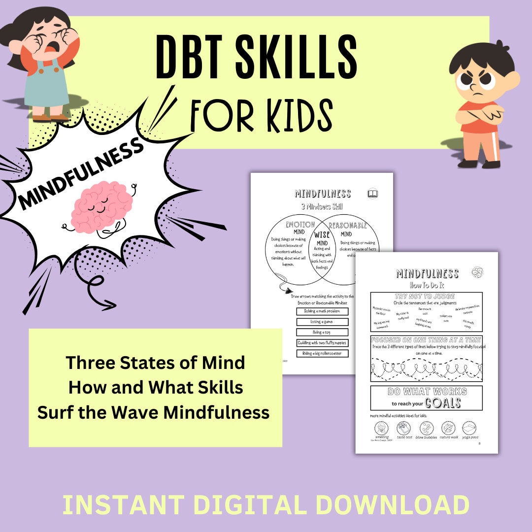 DBT BUNDLE Kids Therapy Worksheets, Mental Health Counselling for ...