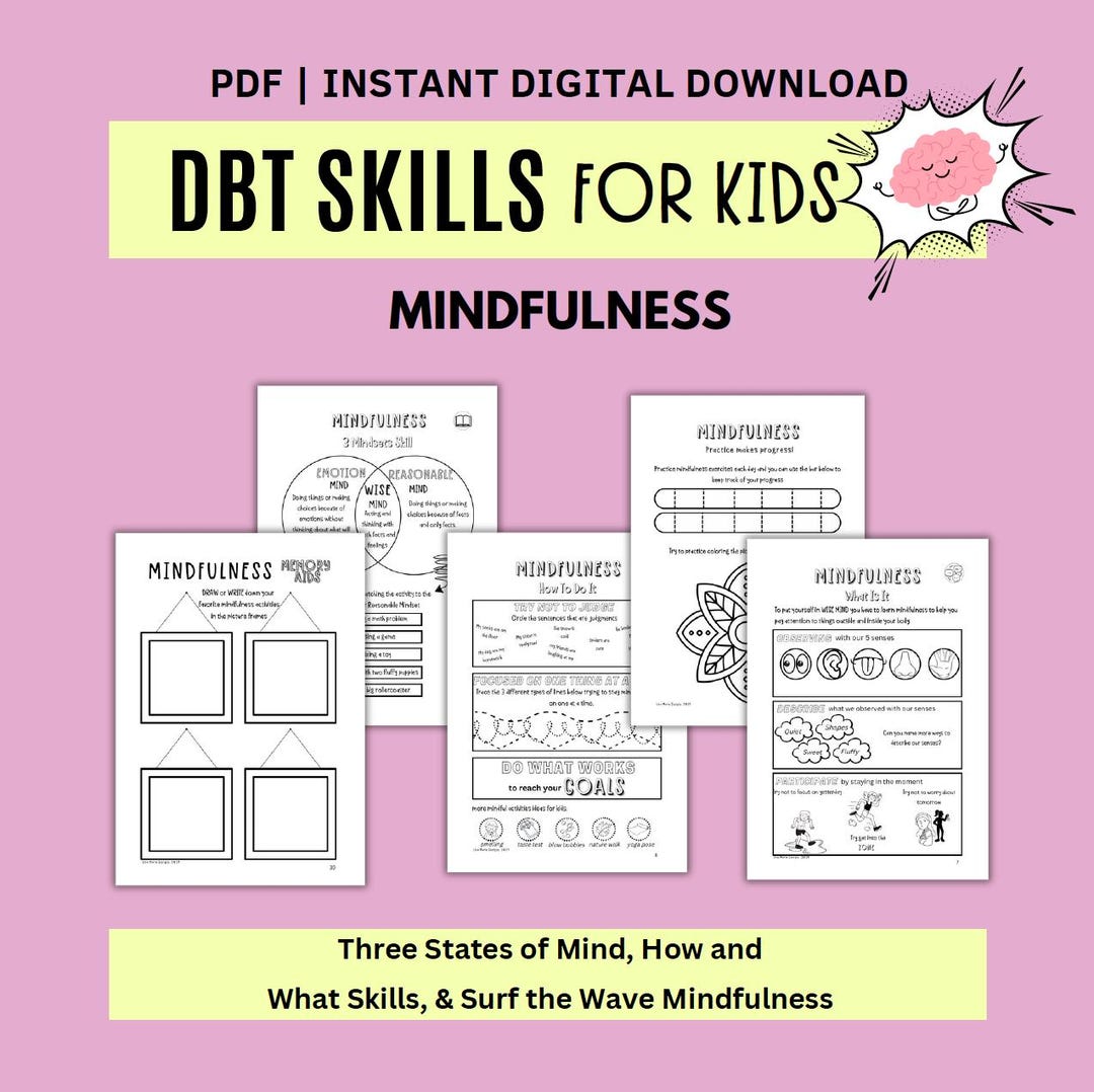 DBT Mindfulness Kids Therapy Worksheet , Mental Health Counselling for ...