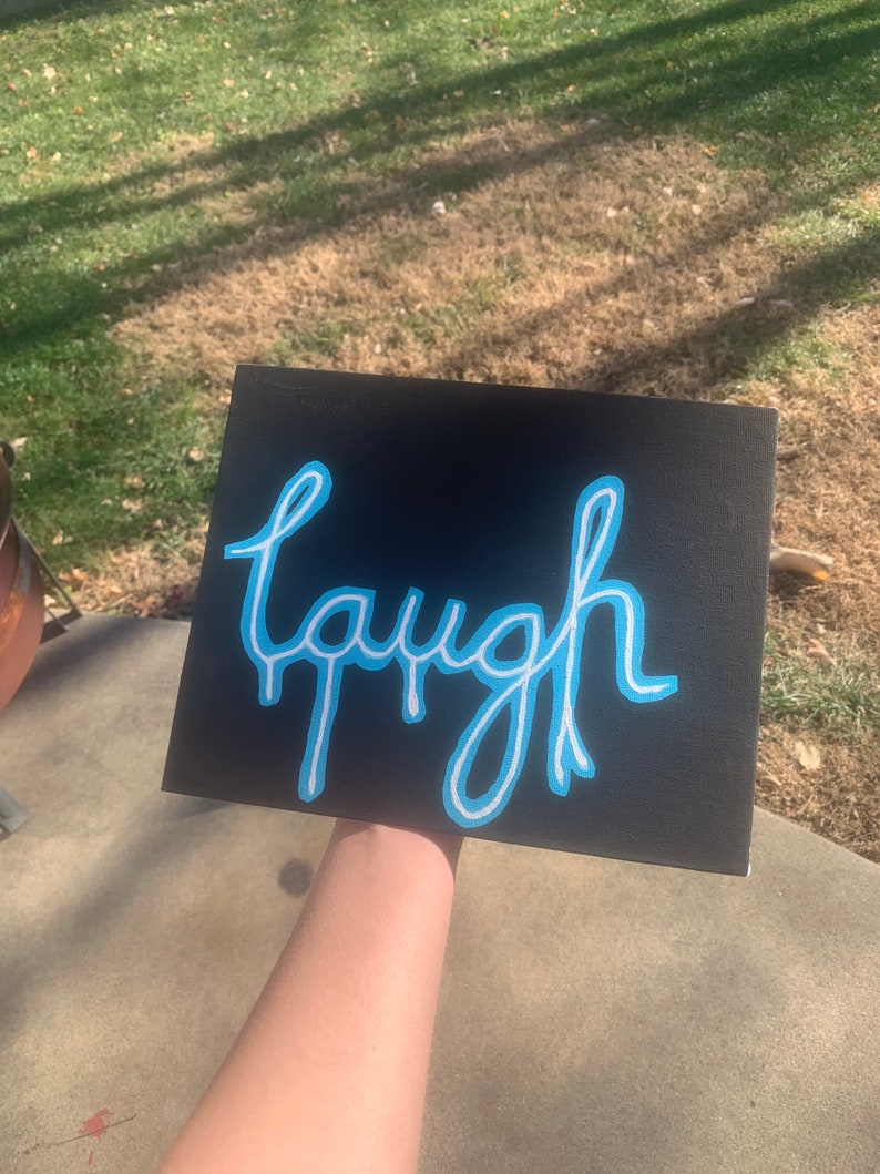 Blue Laugh Neon Sign Painting - Etsy