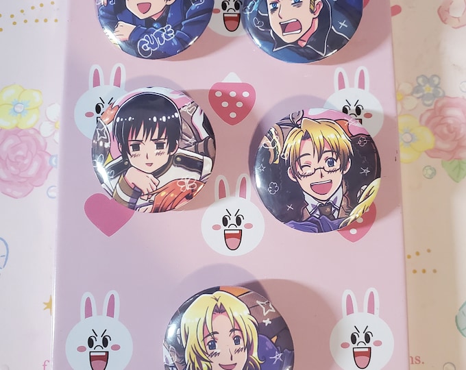 Country Anime Manga Fandom Inspired Pinback Button Set - Etsy