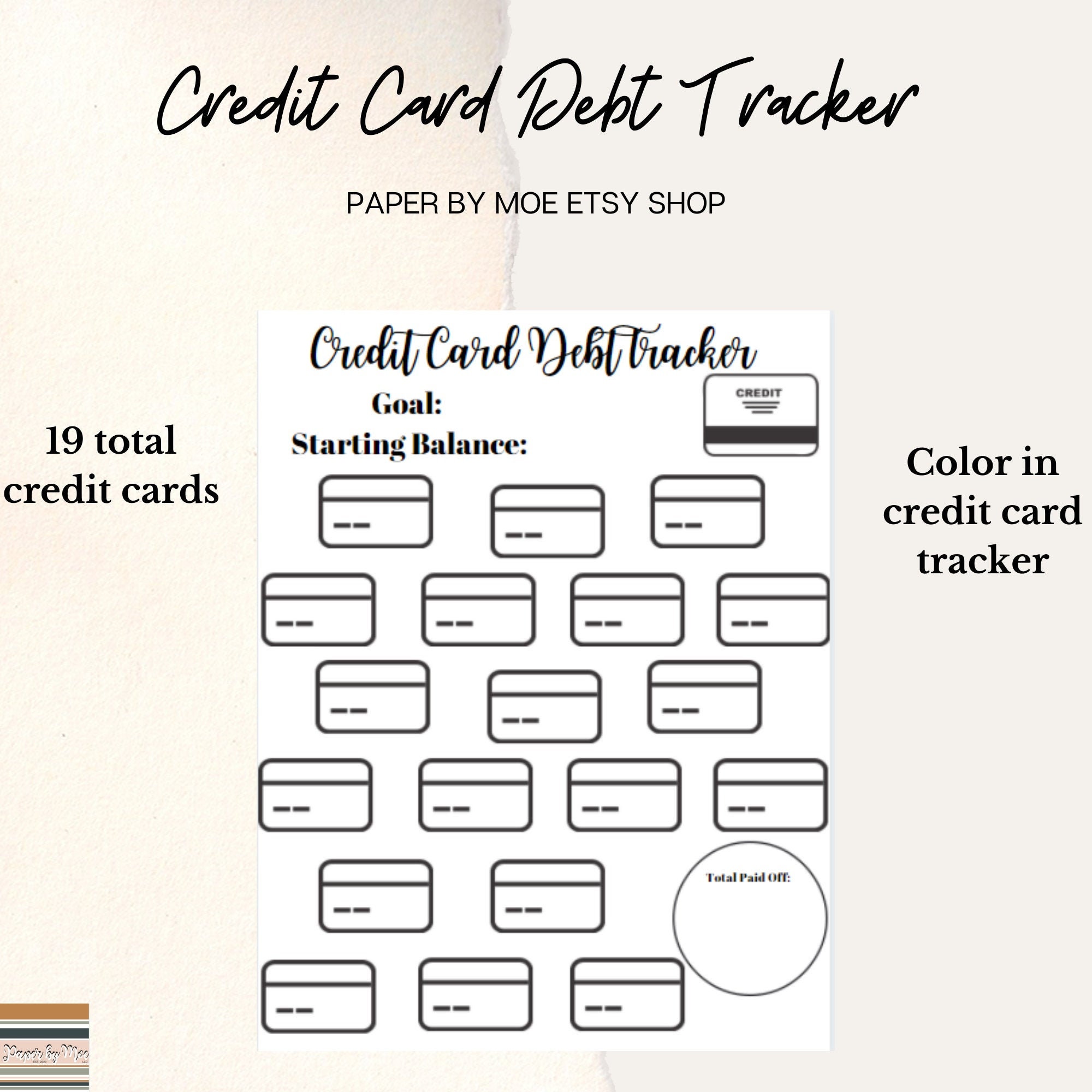Credit Card Debt Colorable Tracker Credit Card Payoff | Etsy