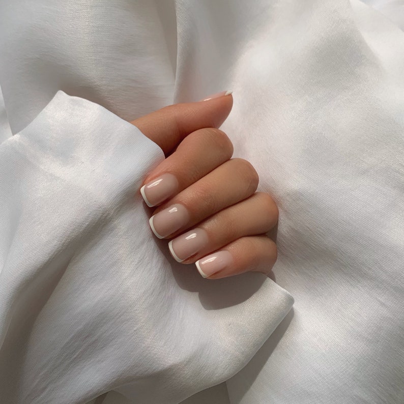 Luxury Classic French Manicure White Tips Hand Painted - Etsy Canada