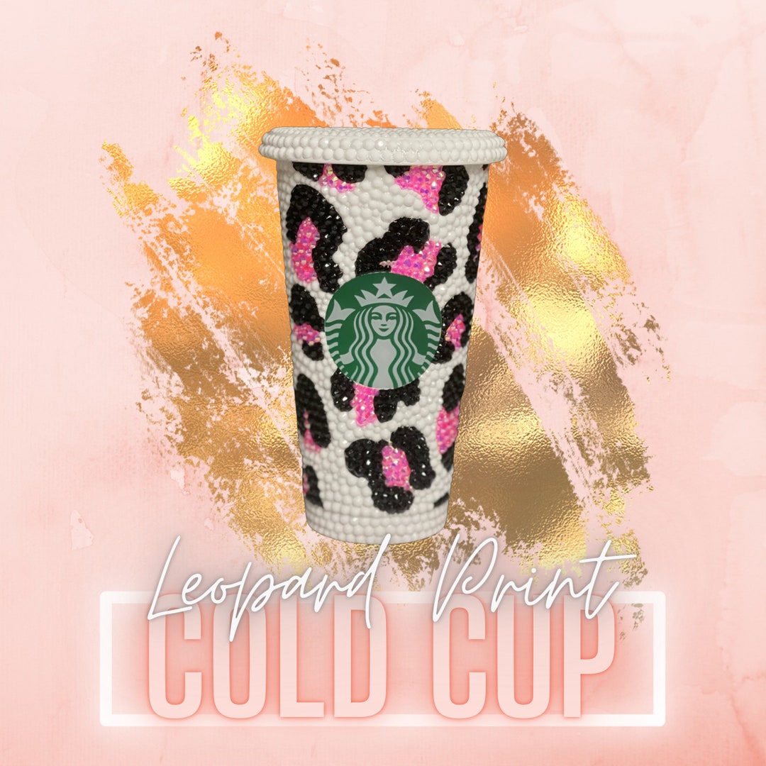 Blinged Leopard Print Reusable Cold Cup | Iced Coffee Cup, Travel Cup ...