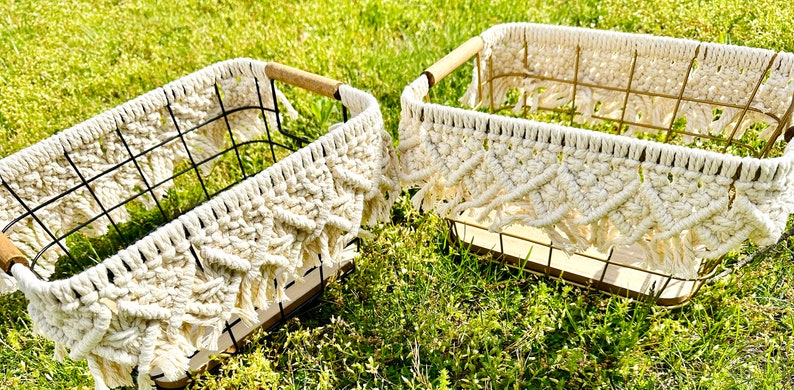 Macrame Basket Macrame Wire Basket Baskets Boho - Etsy