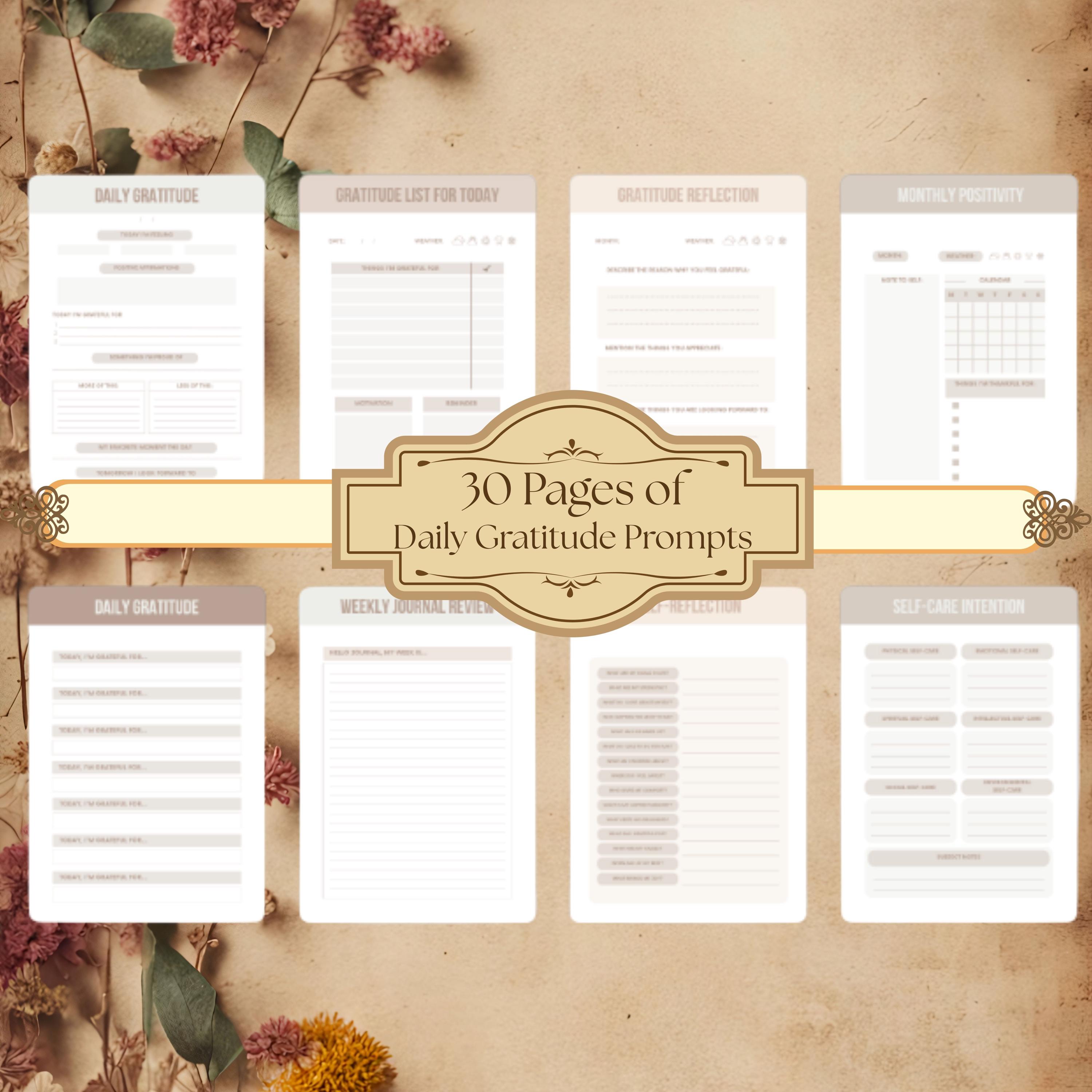 Editable Gratitude Journal Canva Template: Vintage Cottagecore Planner ...