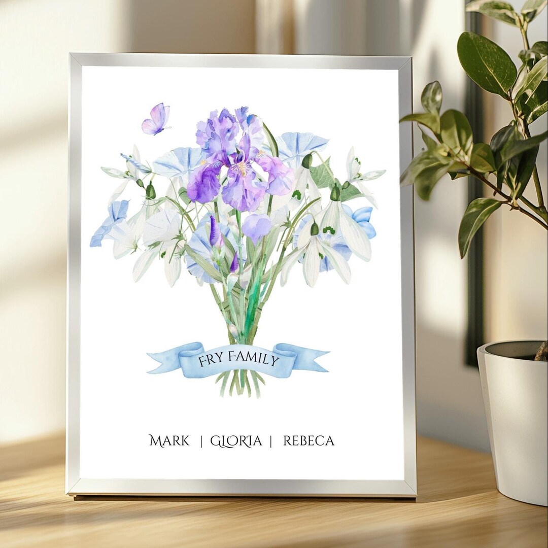 Custom Birth Flower Bouquet: Personalized Family Floral Print (digital ...