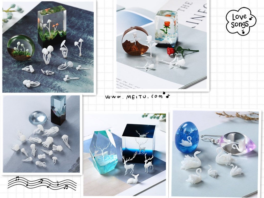 DIY Crystal Drops Ocean Filler 3D Mini Jellyfish Model Mini Mushroom ...