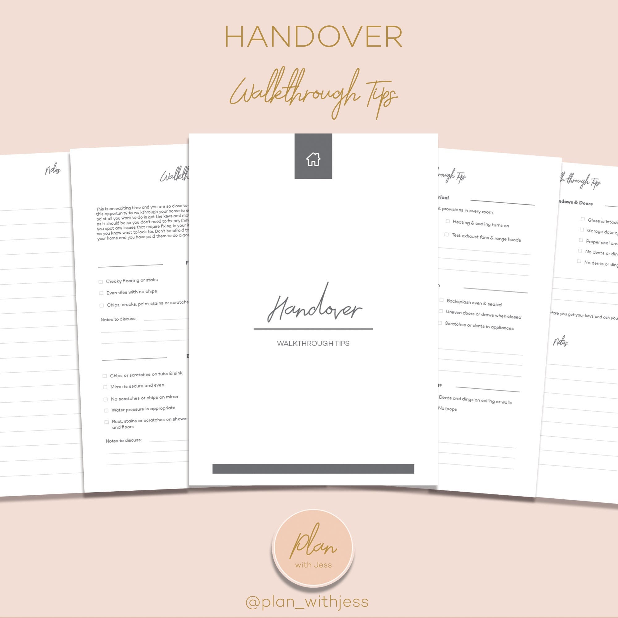 HANDOVER - WALKTHROUGH CHECKLIST - Printable A4/A5 Pdf - Planner ...