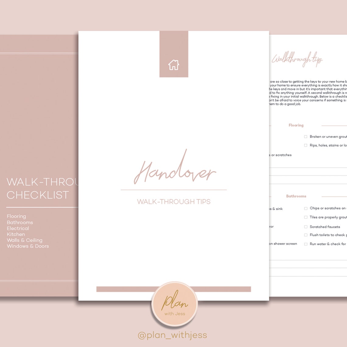 HANDOVER - WALKTHROUGH CHECKLIST - Printable A4/A5 Pdf - Planner ...