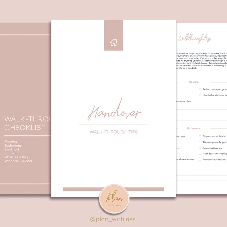 HANDOVER - WALKTHROUGH CHECKLIST - Printable A4/A5 Pdf - Planner ...