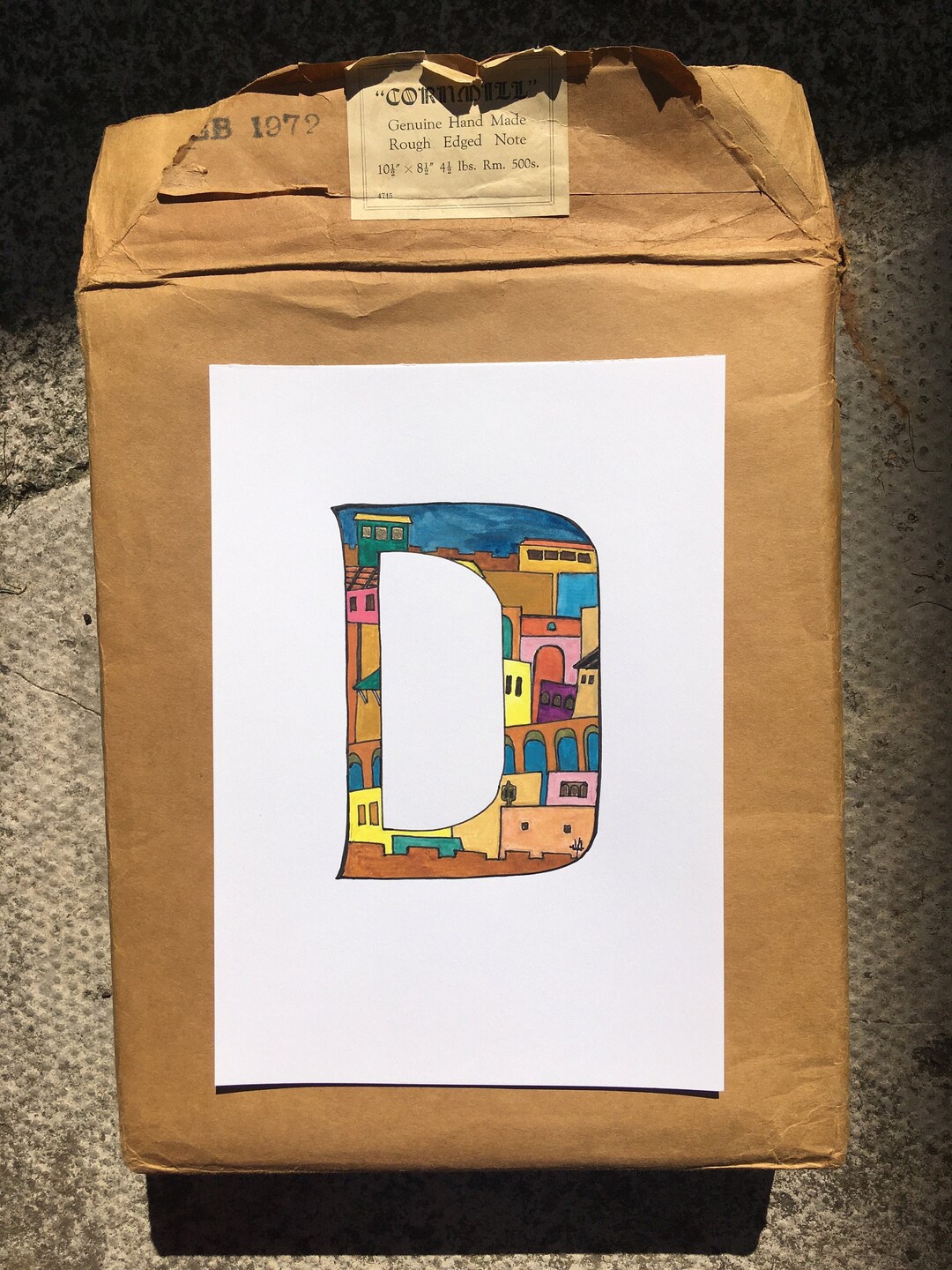Initial Artwork, Hand Painted 'D'. Illustrated Alphabet Letter, City ...