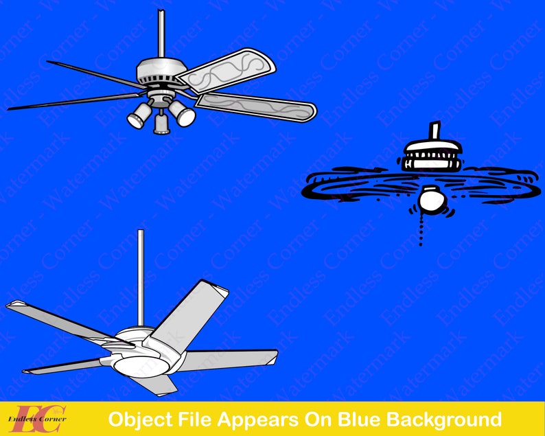 3 Ceiling Fan SVG Cut File Designs, Digital Drawings Instant Download ...