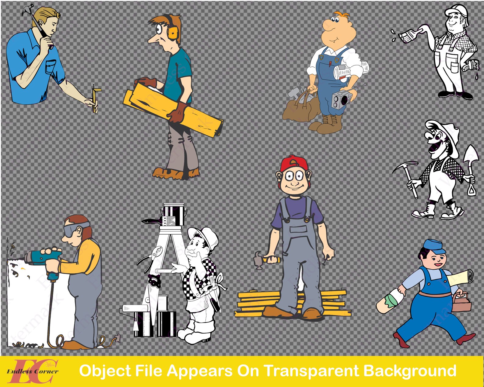 9 Handyman SVG Cut File Designs, Digital Drawings Instant Download ...