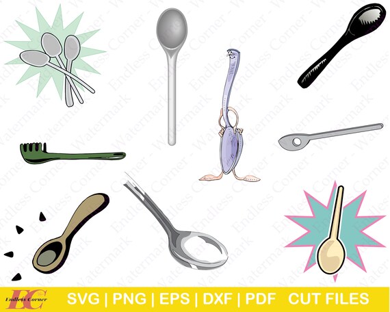 9 Spoon SVG Cut File Designs Digital Drawings Instant - Etsy