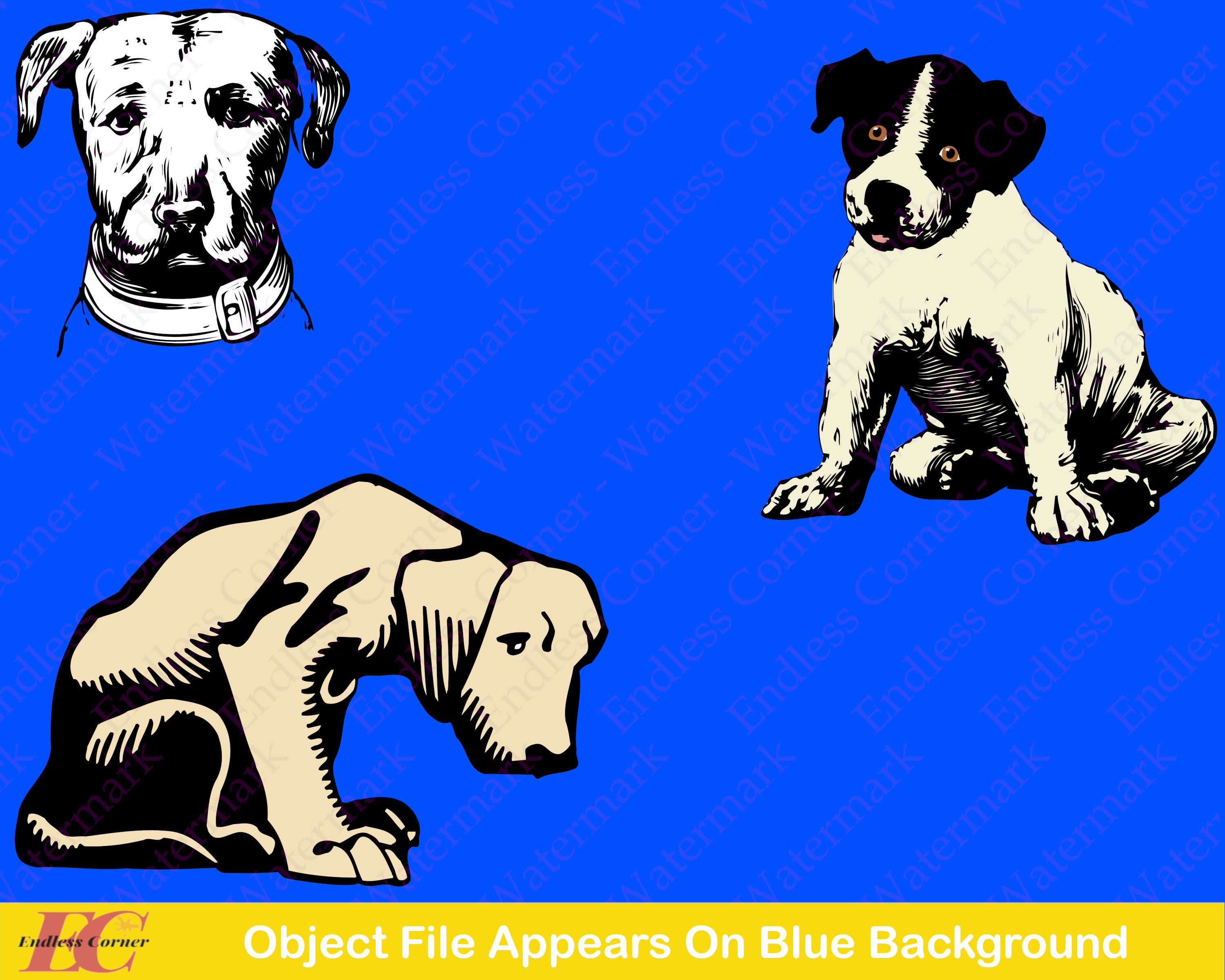 3 Dog and Puppy SVG Cut File Designs Digital Drawings Instant - Etsy