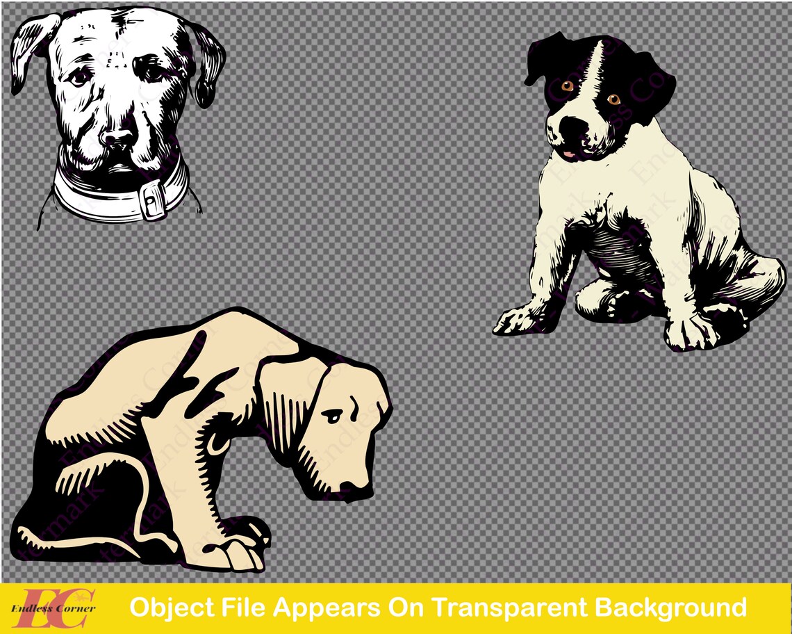 3 Dog and Puppy SVG Cut File Designs Digital Drawings Instant - Etsy