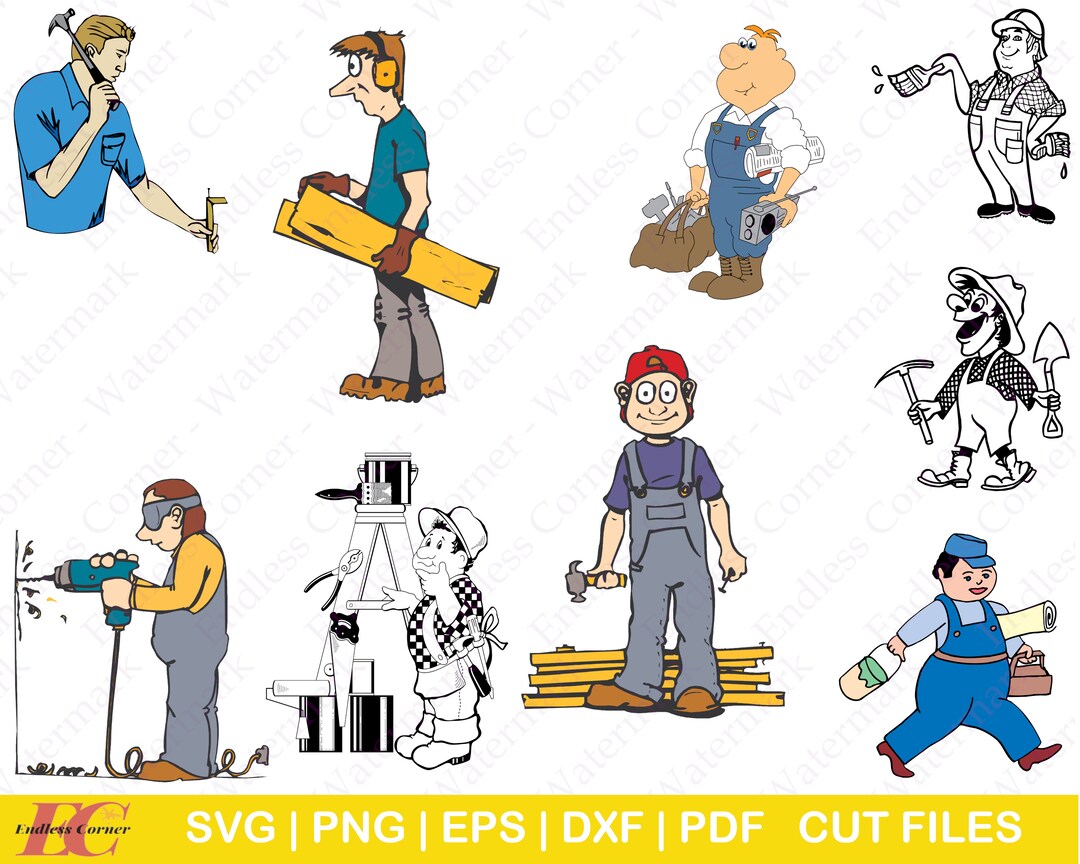 9 Handyman SVG Cut File Designs, Digital Drawings Instant Download ...