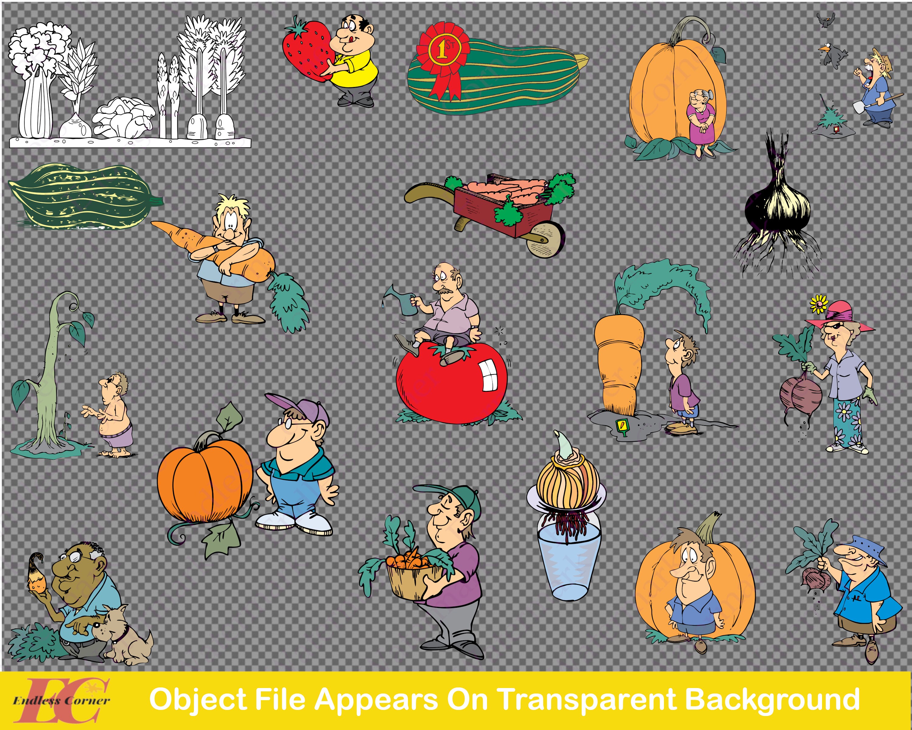 19 Vegetable Garden and Gardener SVG Cut File Designs, Digital Drawings ...