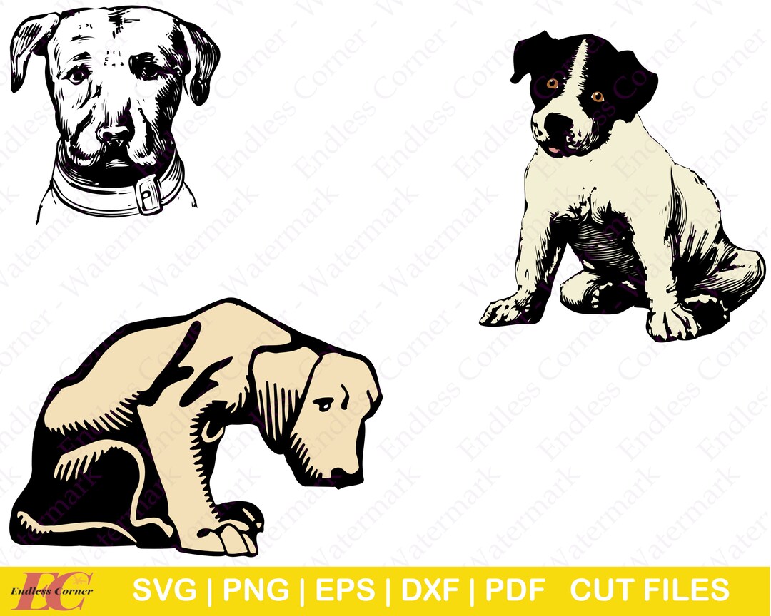 3 Dog and Puppy SVG Cut File Designs Digital Drawings Instant - Etsy