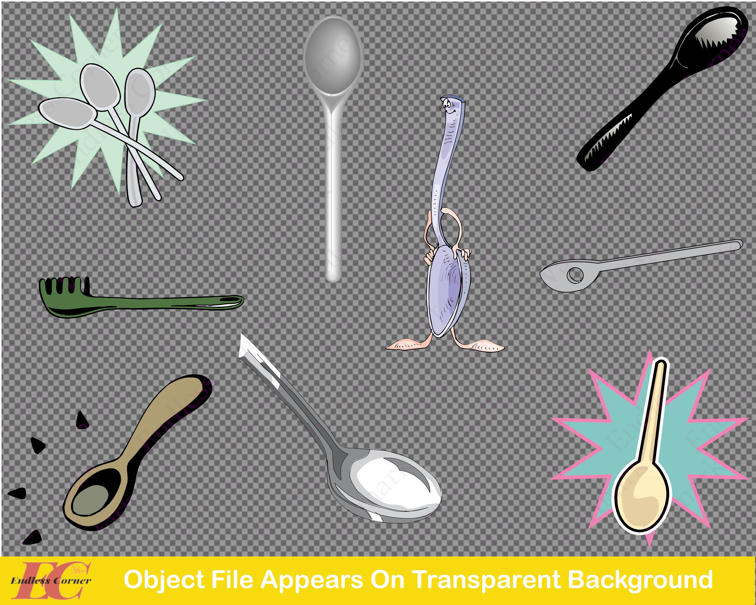 9 Spoon SVG Cut File Designs Digital Drawings Instant - Etsy