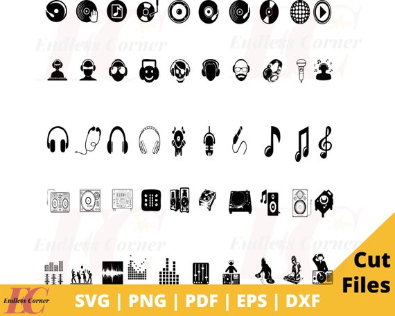 50 Music and DJ Designs SVG PNG Pdf Dxf Eps Cut Files | Etsy