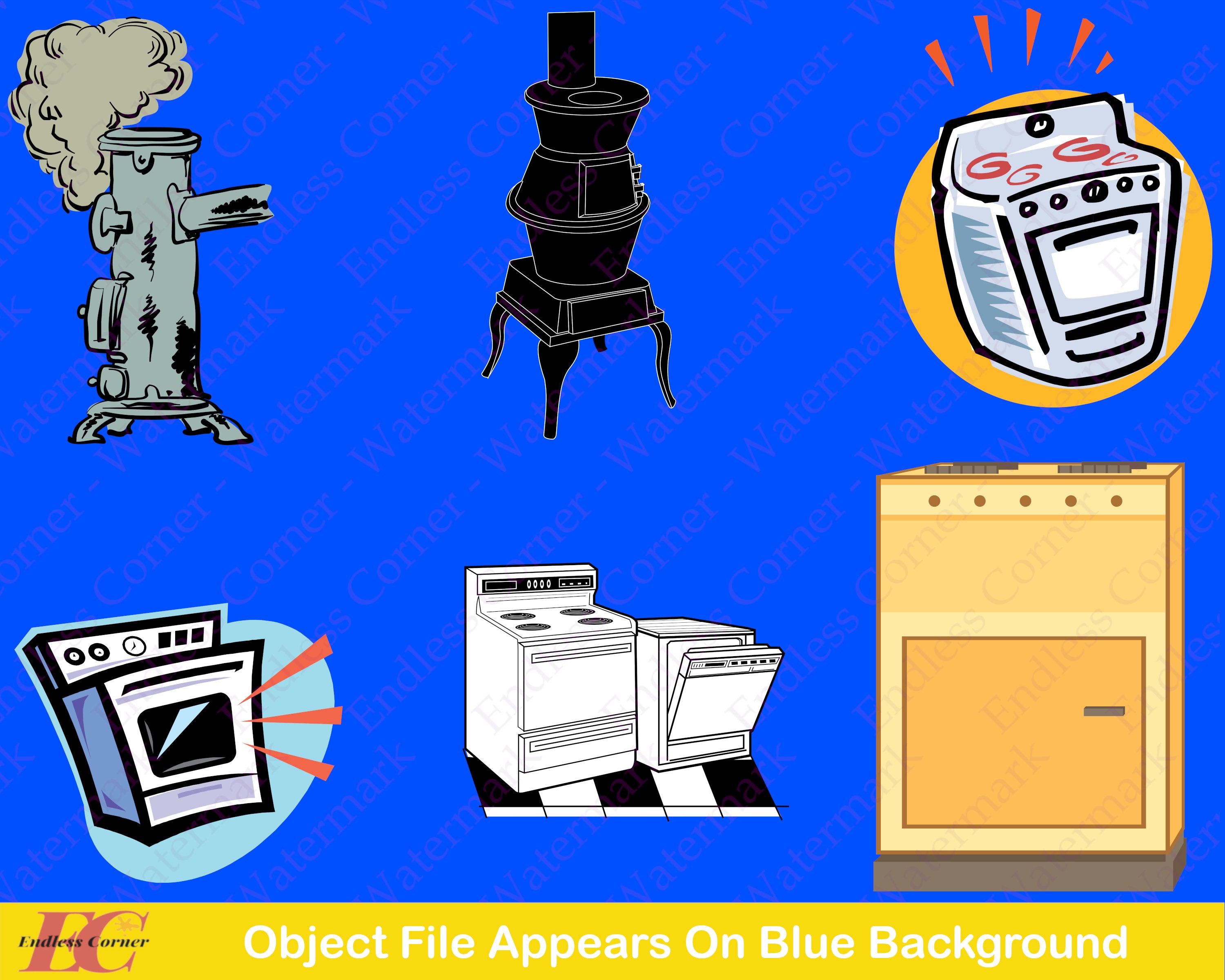 6 Stove SVG Cut File Designs, Digital Drawings Instant Download, Clip ...