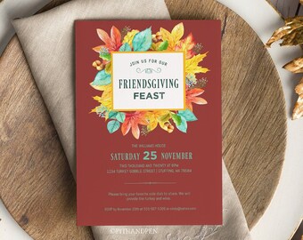 Editable THANKSGIVING Dinner Invitation Friendsgiving - Etsy