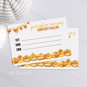 Pumpkin Carving Voting Card, Halloween Contest Ballot, Instant Download ...