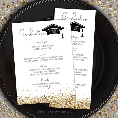 Graduation Dinner Menu Printable Dinner Menu Instant - Etsy