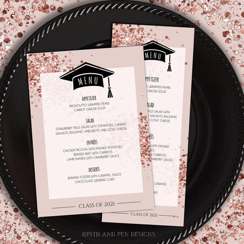 Graduation Dinner Menu Printable Dinner Menu Instant - Etsy